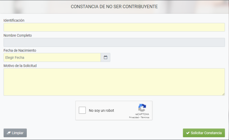 Descargar Certificado de No Ser Contribuyente